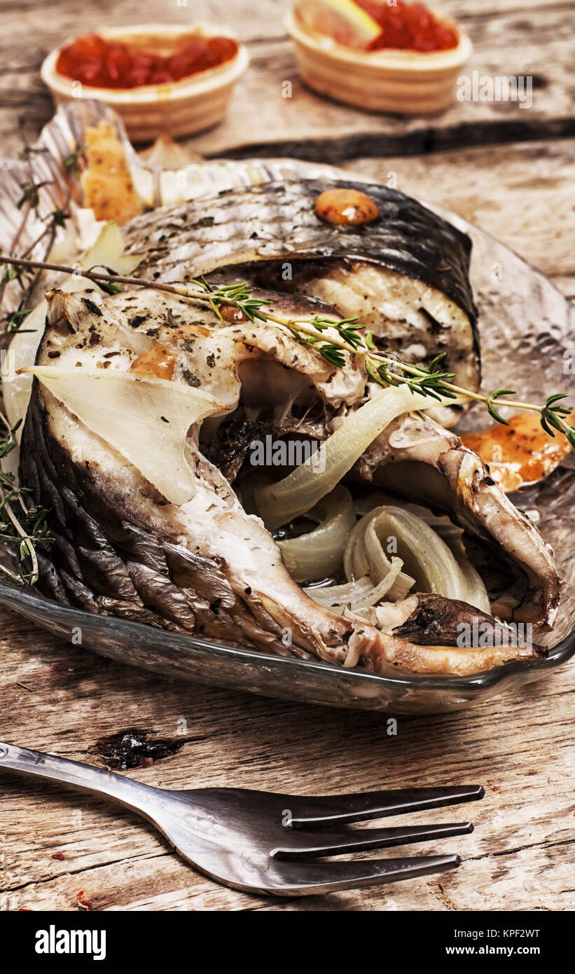 Seafood.Delicious fried fish in portions Stock Photo - Alamy
