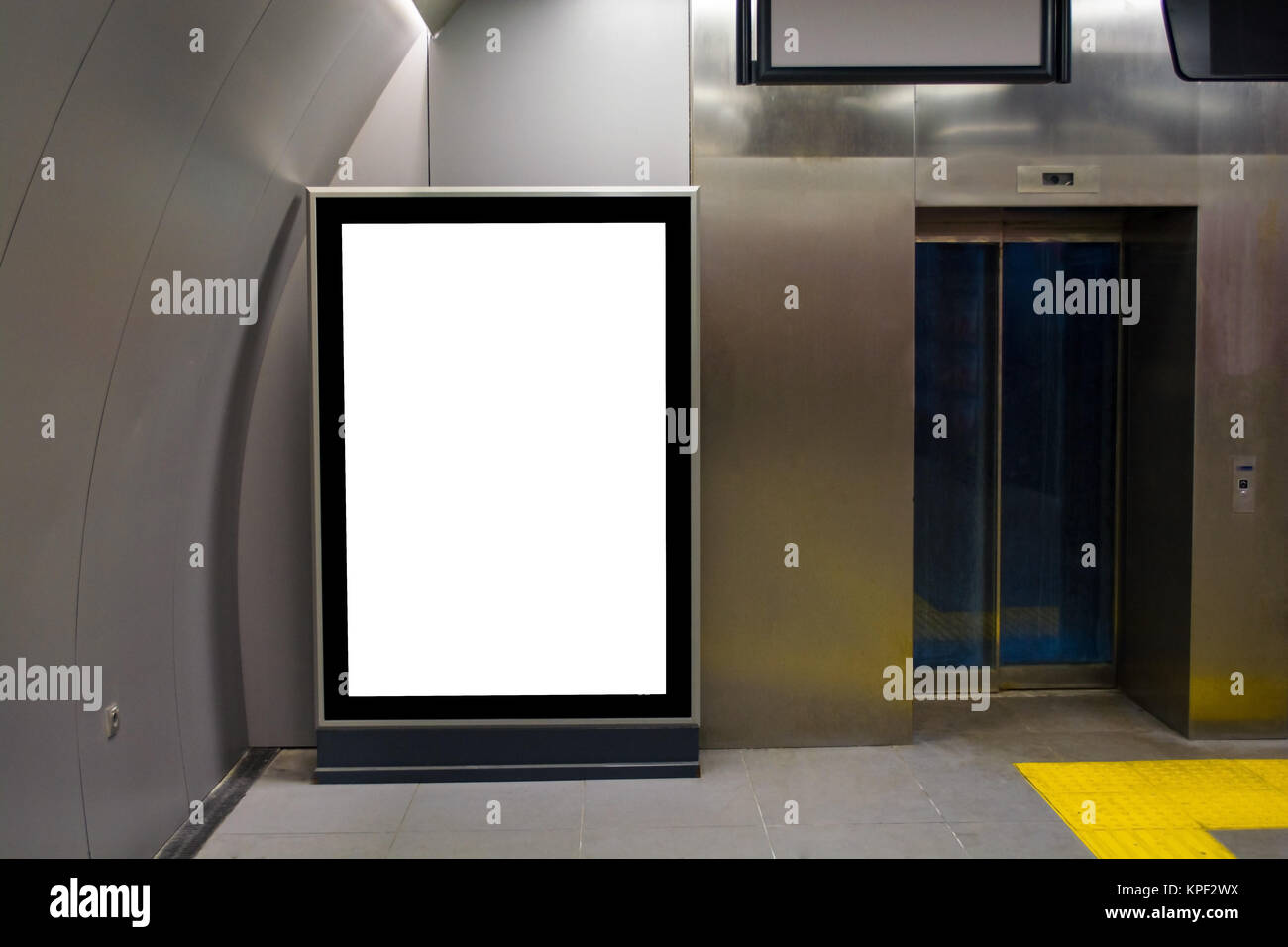 blank vertical billboard or poster in the elevator hall Stock Photo - Alamy