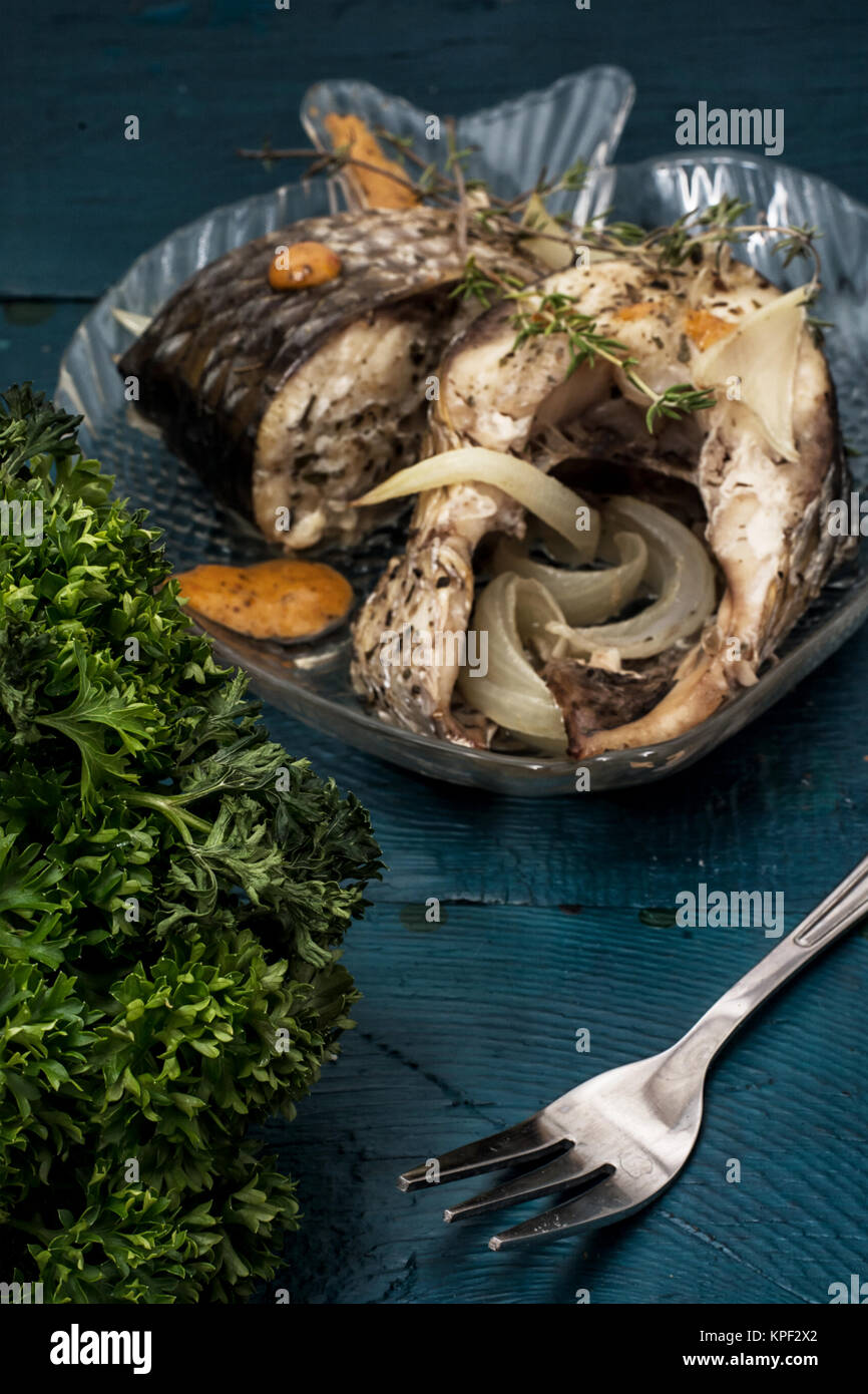 Seafood.Delicious fried fish in portions Stock Photo - Alamy