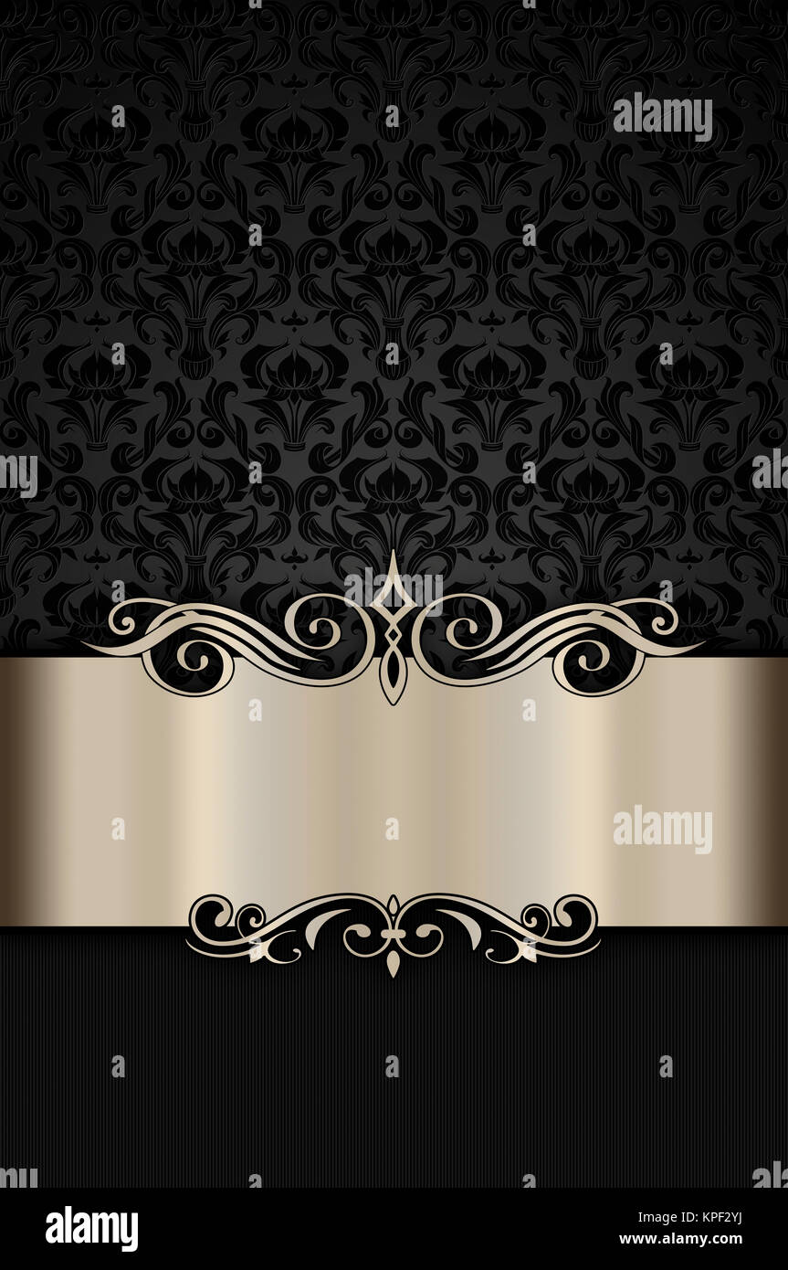Black vintage background with decorative patterns and elegant chrome ...