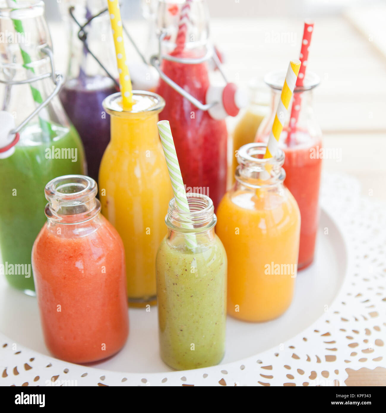various colorful smoothie Stock Photo - Alamy