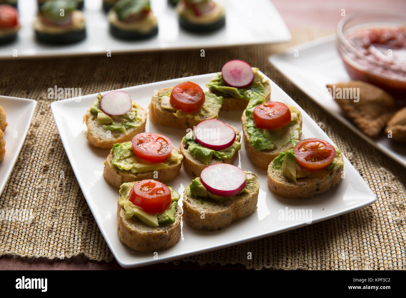 Healthy Avocado Toast Tapas Stock Photo - Alamy