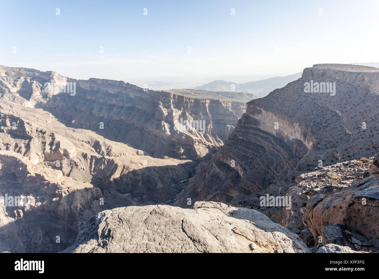 View over the Wadi Ghul (Grand Canyon) in Sultanate of Oman, Middle ...