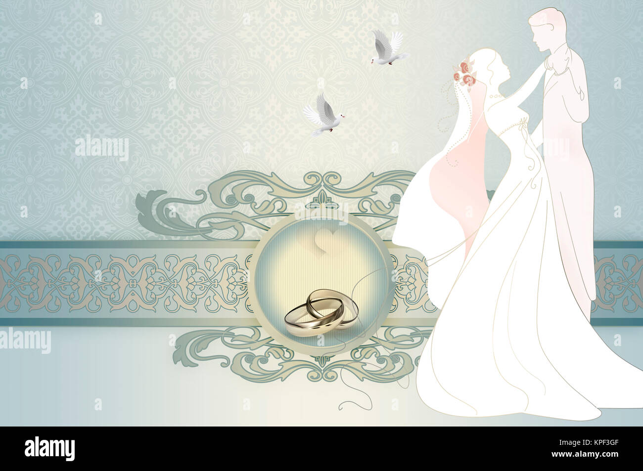 Decorative and elegant wedding background with decorative border and ...