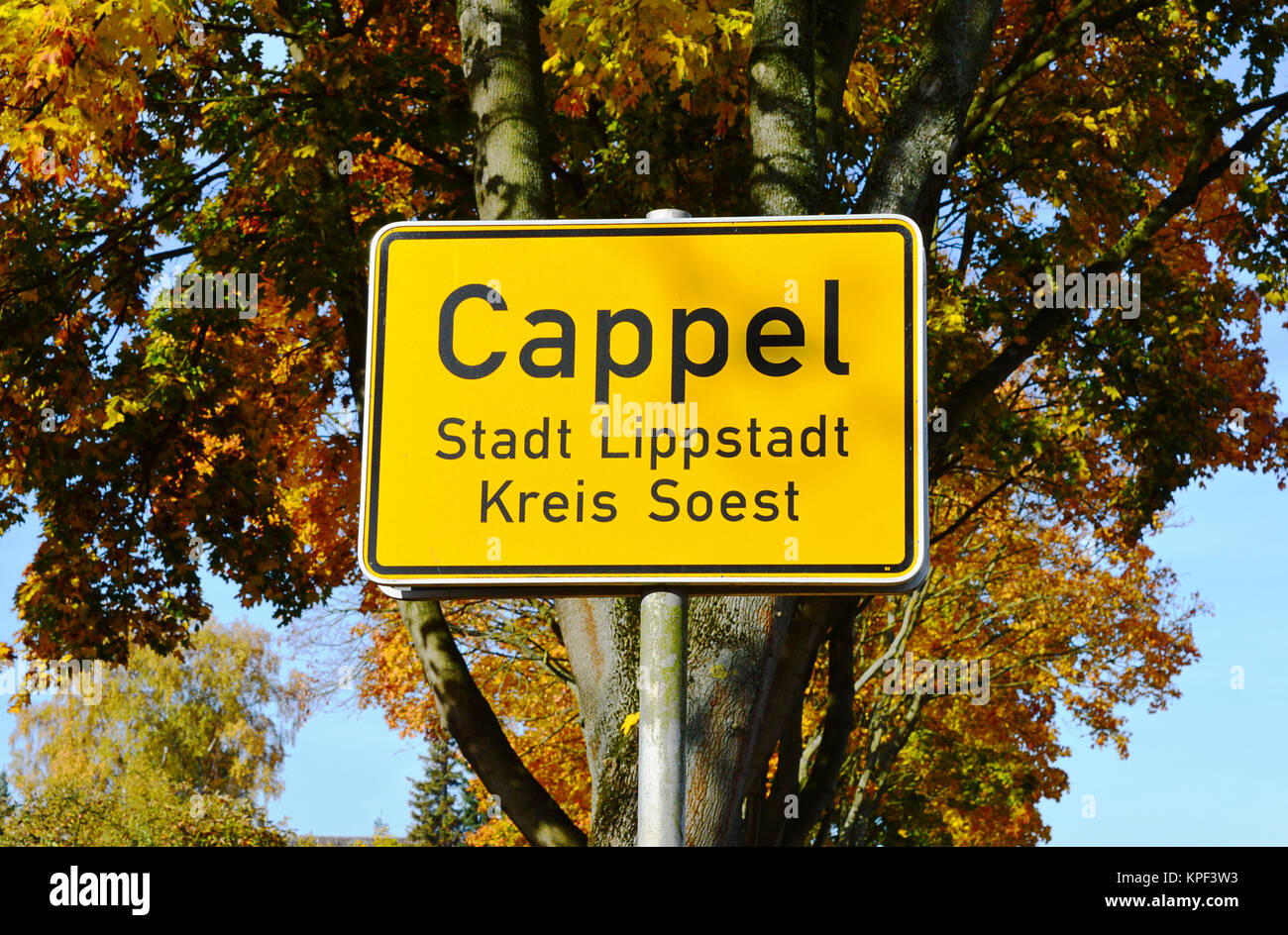 Village sign Cappel Stock Photo - Alamy