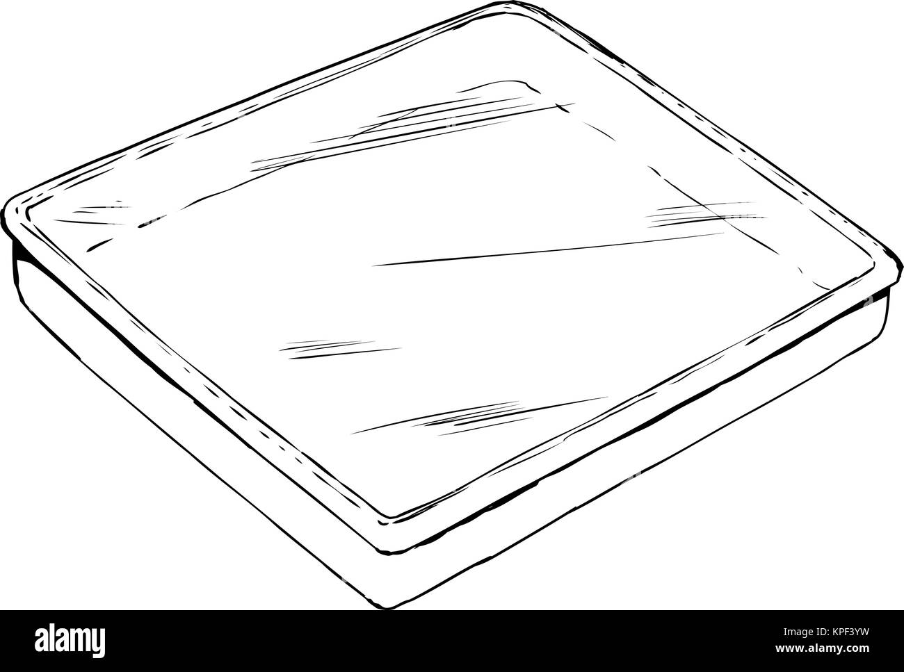 Empty tray with plastic cover outline Stock Photo - Alamy