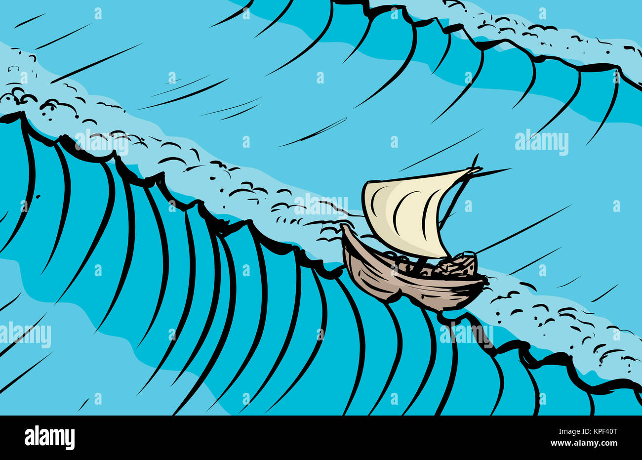 Ship on crest of tall ocean wave Stock Photo - Alamy