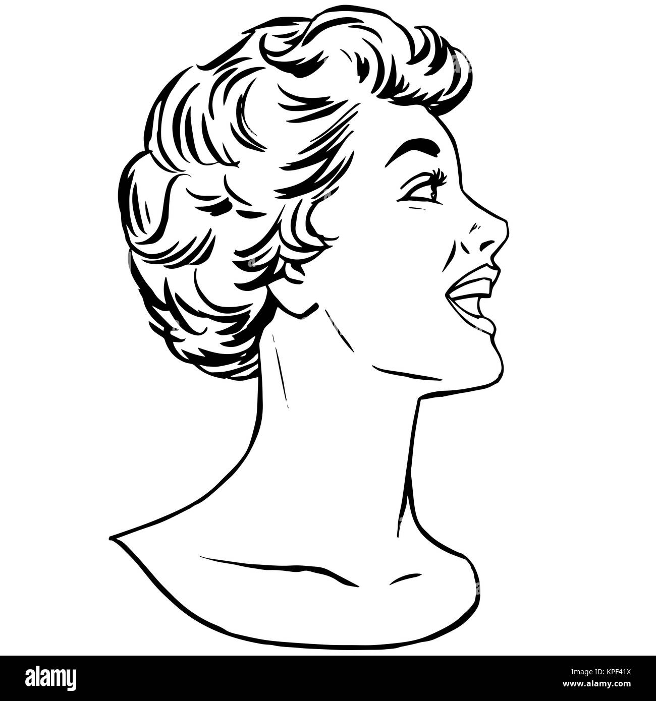 Girl agitator line art Stock Photo - Alamy