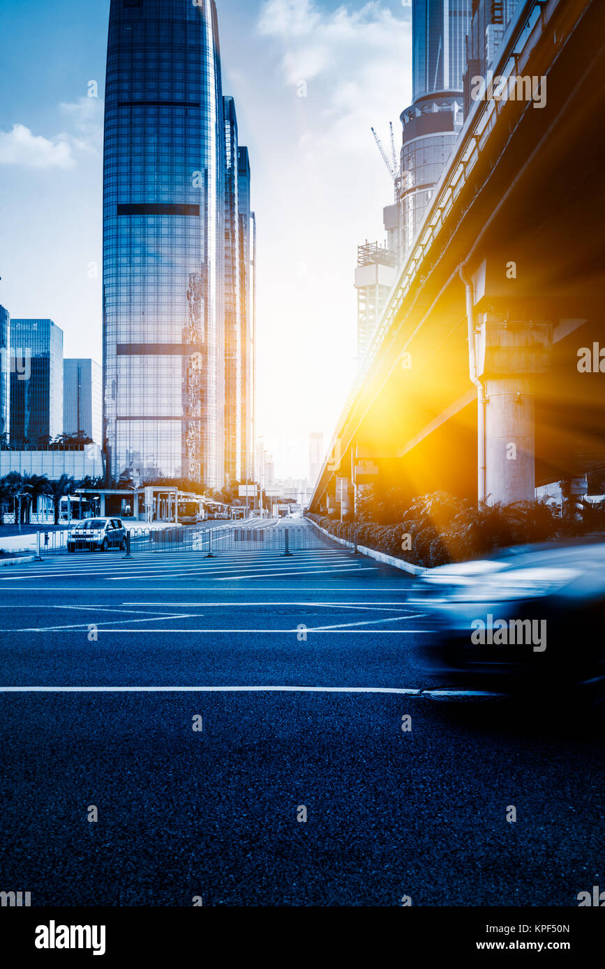 urban street view with cityscape in background Stock Photo - Alamy