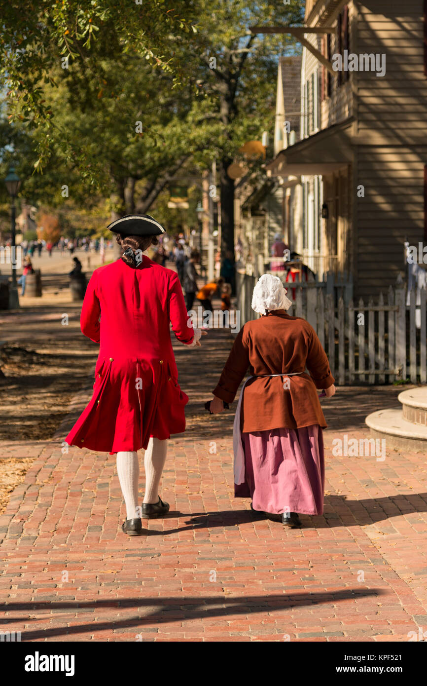 Costumed interpreters walk Duke of Gloucester Street in Colonial ...