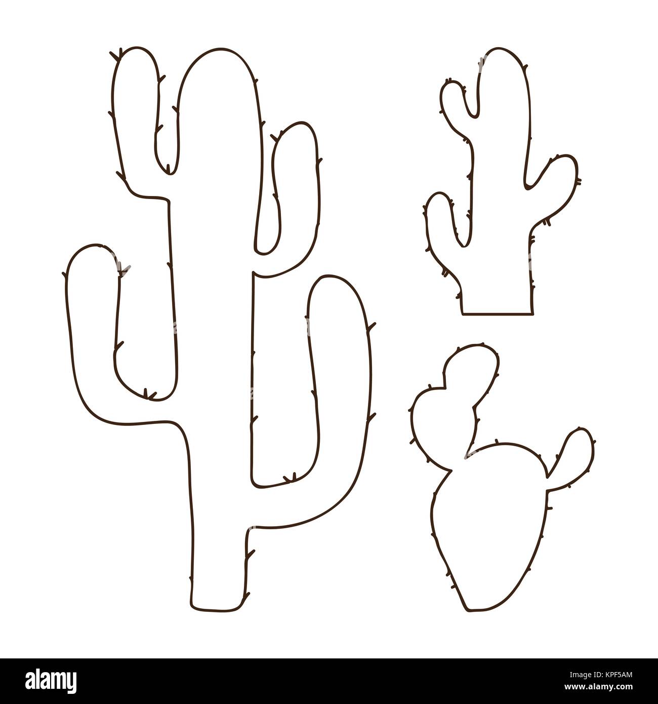 hand drawn outline cactus set Stock Vector Image & Art - Alamy