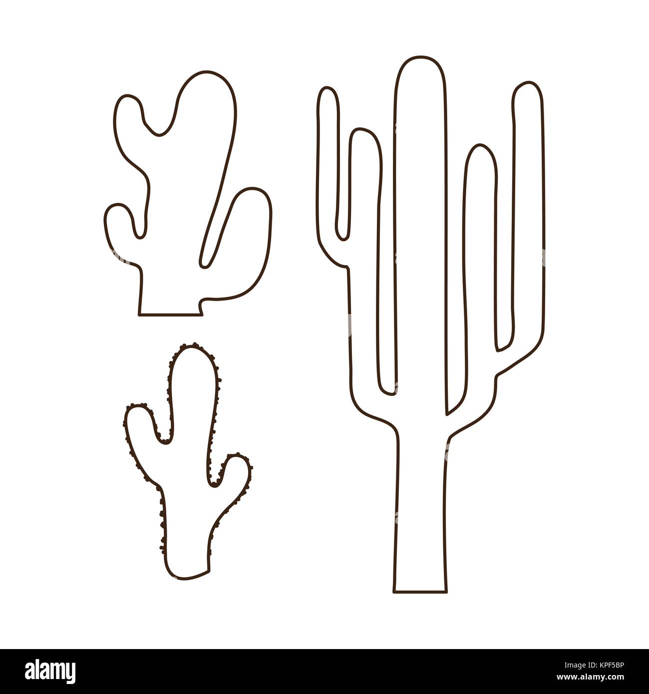 hand drawn outline cactus set Stock Vector Image & Art - Alamy