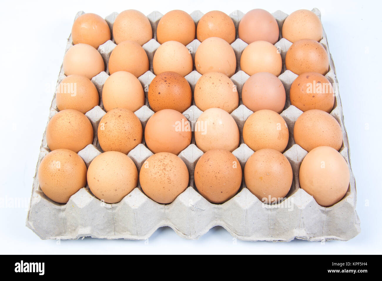 Egg in an egg crate on white background Stock Photo - Alamy