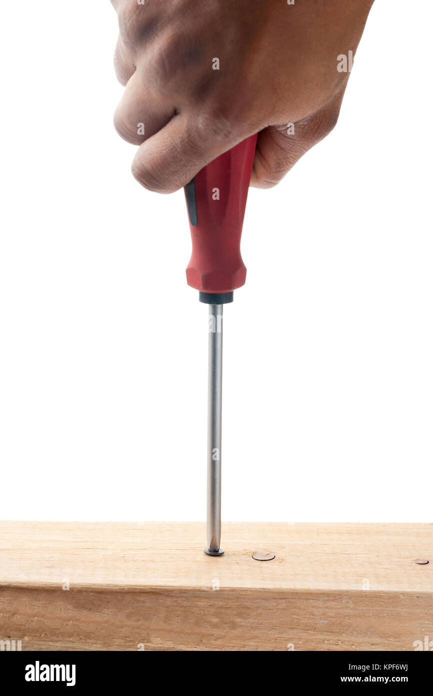 screw and screwdriver in wood Stock Photo - Alamy