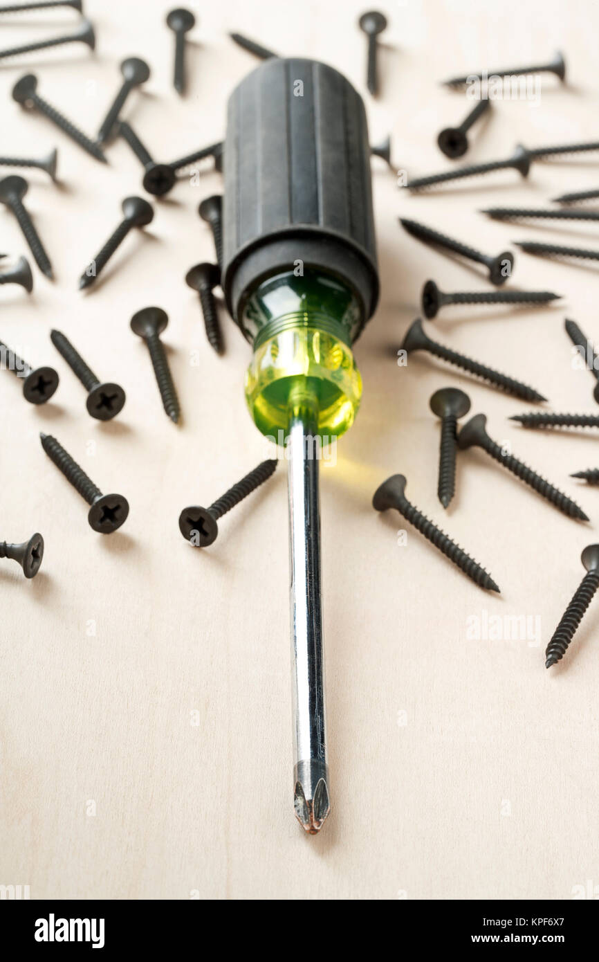 screw driver and screws Stock Photo - Alamy