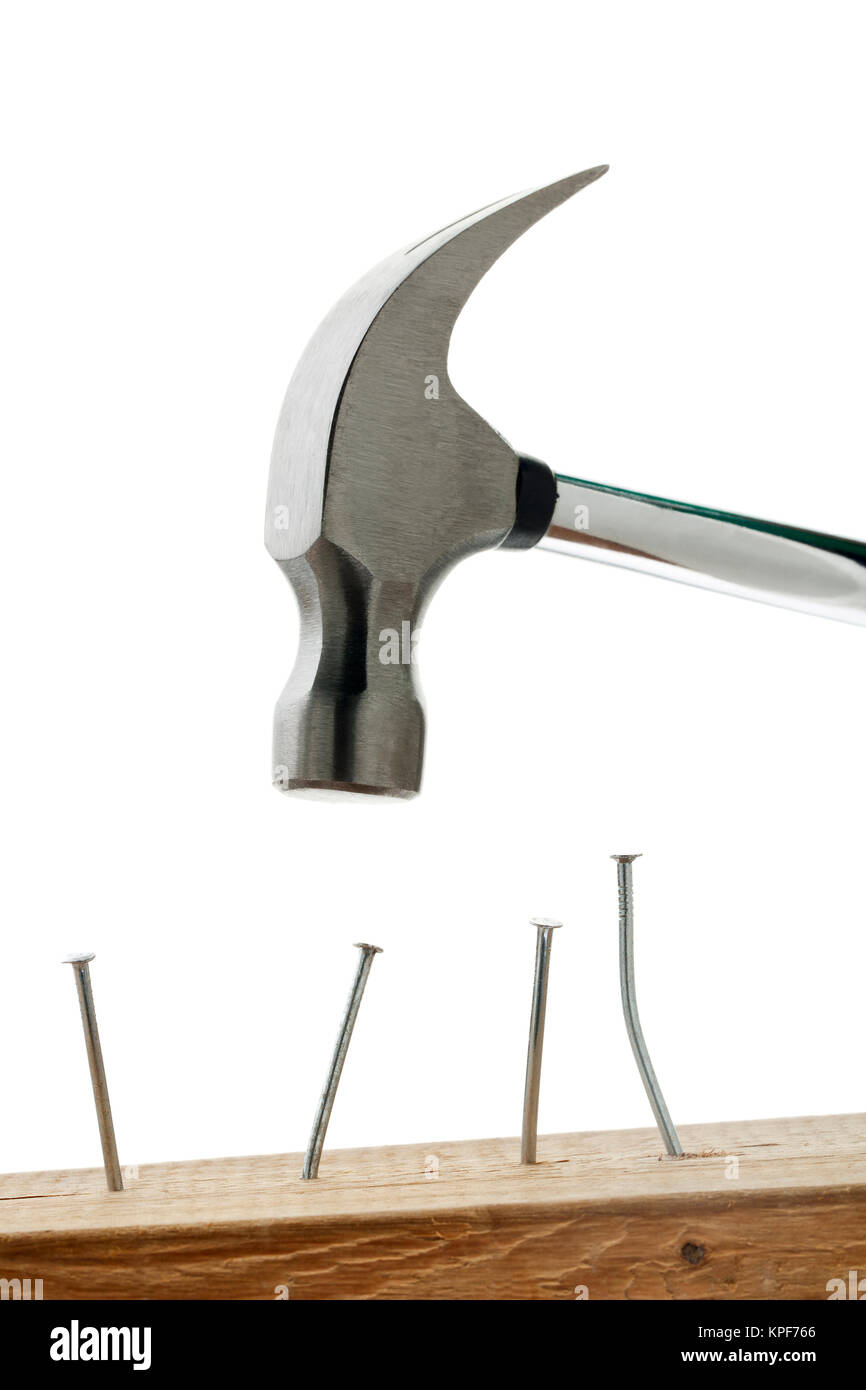 hammer and nails on white Stock Photo - Alamy