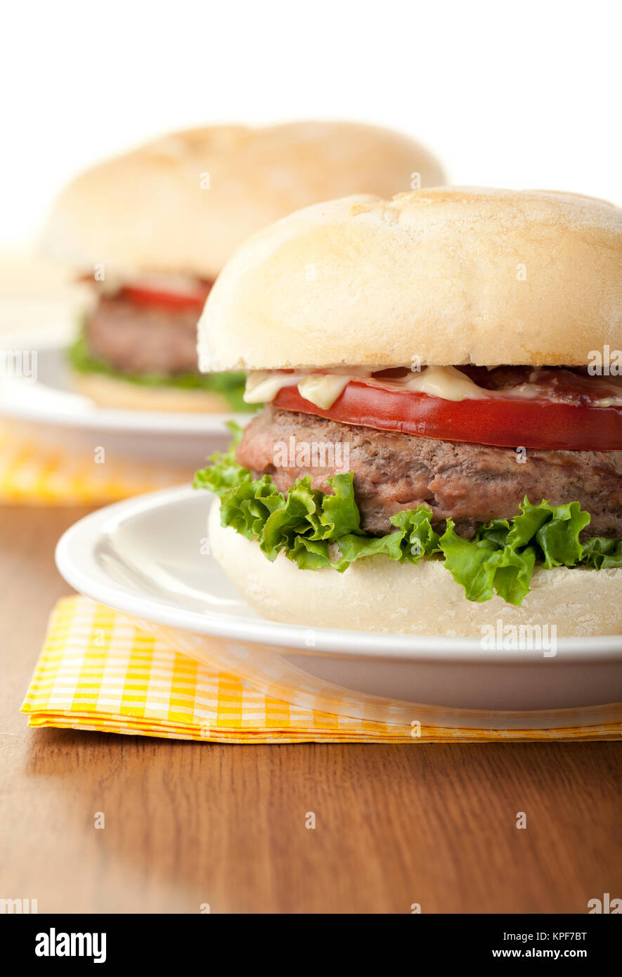 plate of hamburger sandwiches Stock Photo - Alamy