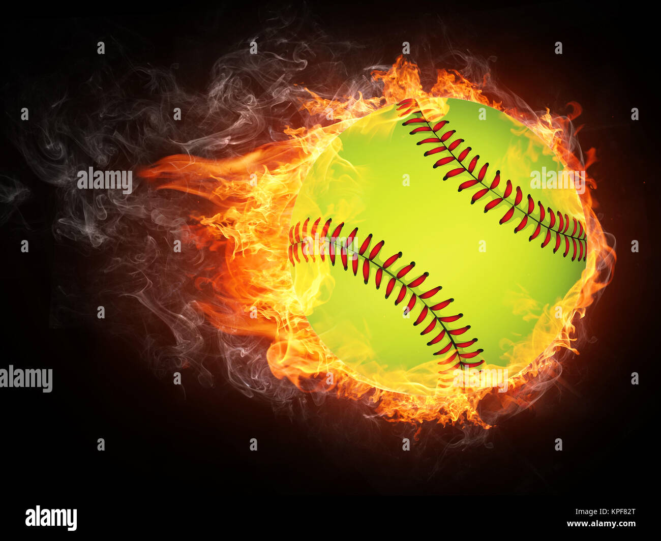 Baseball Ball on Fire. 2D Graphics. Computer Design Stock Photo - Alamy
