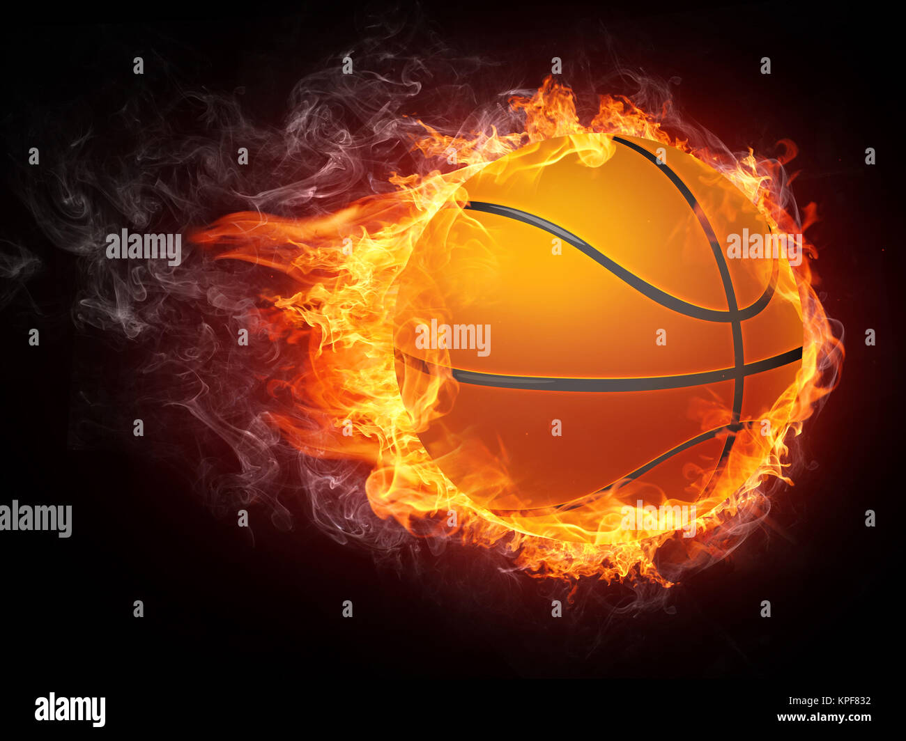 Basketball Ball on Fire. 2D Graphics. Computer Design Stock Photo - Alamy