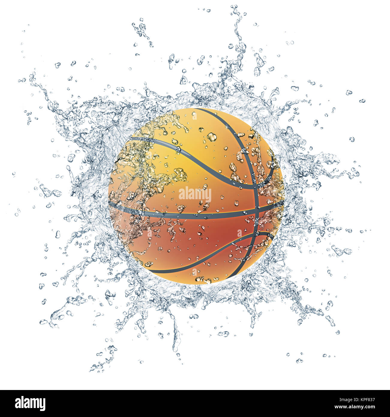 Basketball Ball in Water Isolated on White Background. 2D Graphics ...