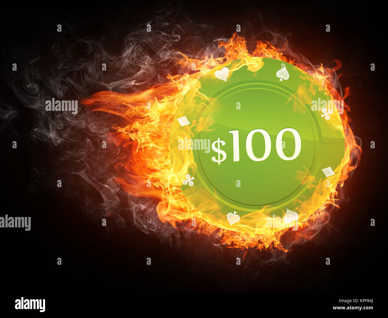 Casino Chip in Fire. Computer Graphics Stock Photo - Alamy