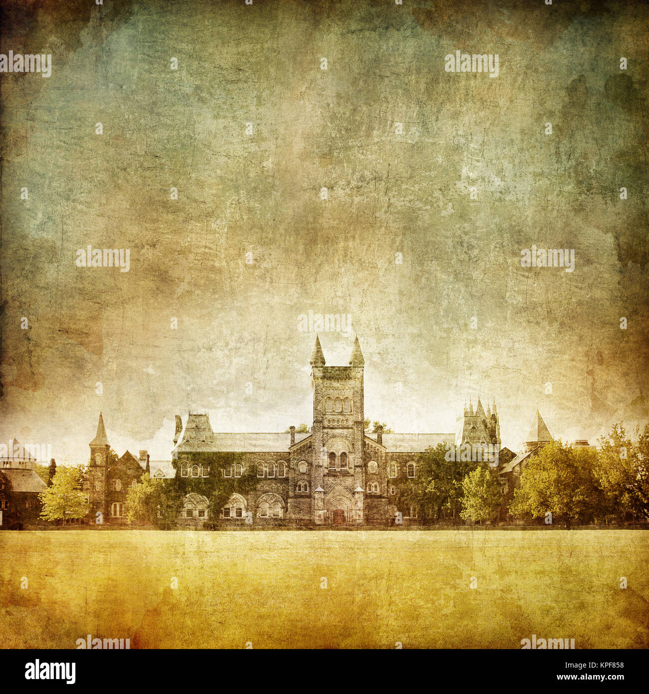 Retro Castle on the Old Paper Style Photo. Stylization Stock Photo - Alamy