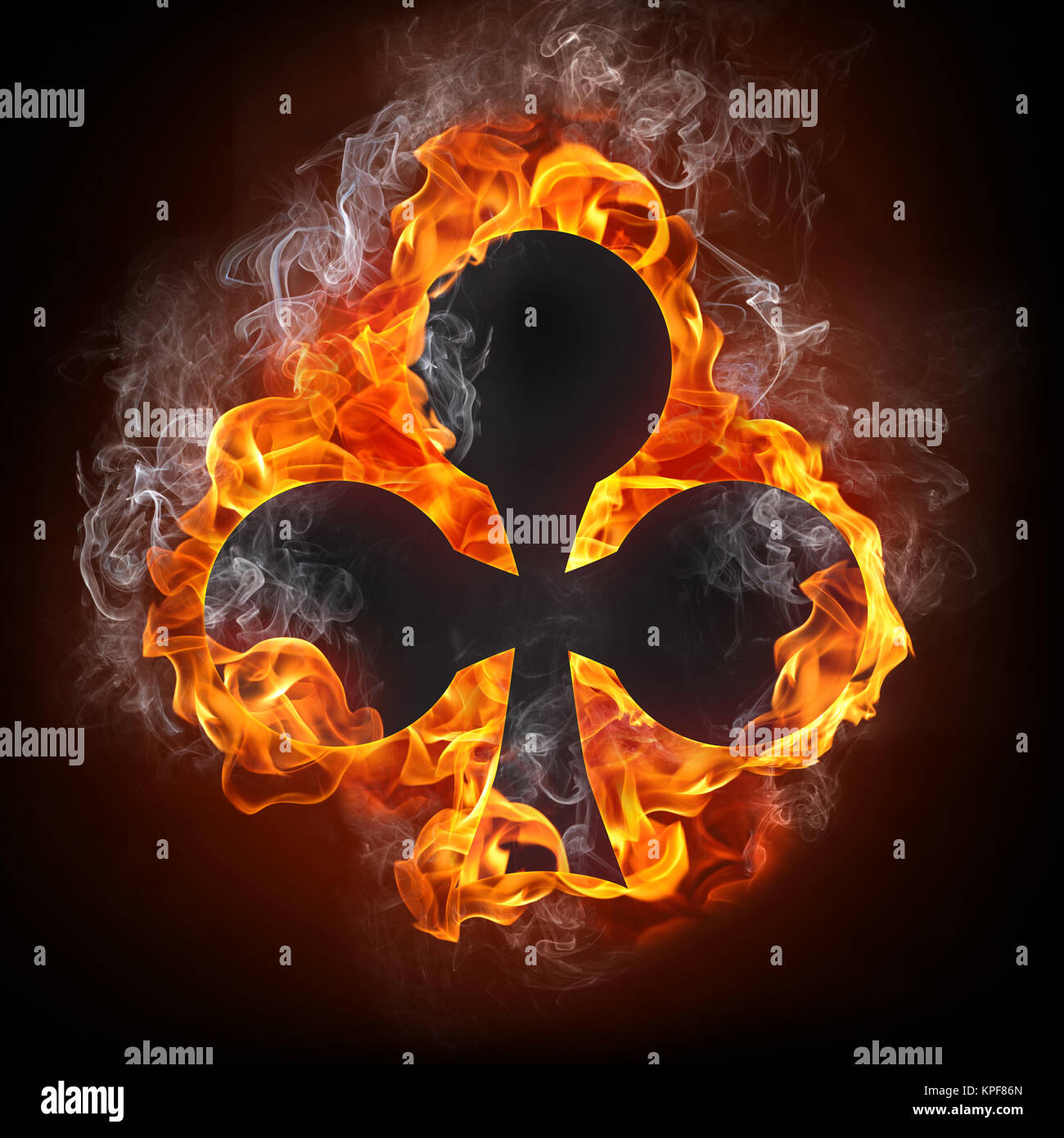 Club Card in Fire. Computer Graphics Stock Photo - Alamy