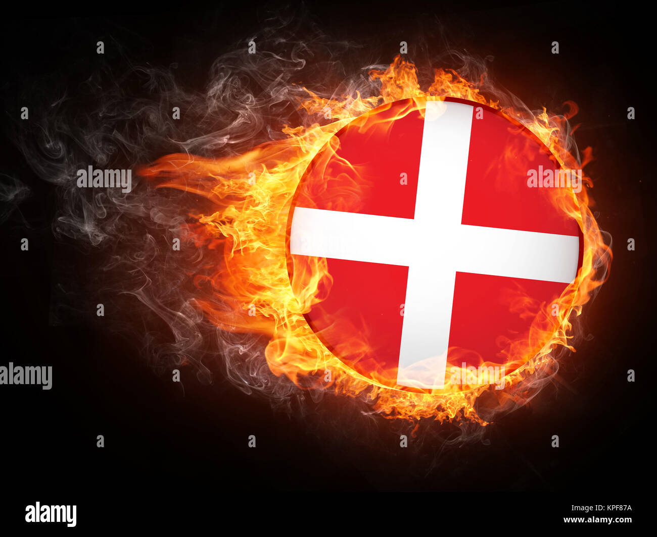 Denmark Flag in Fire. Computer Graphics Stock Photo - Alamy