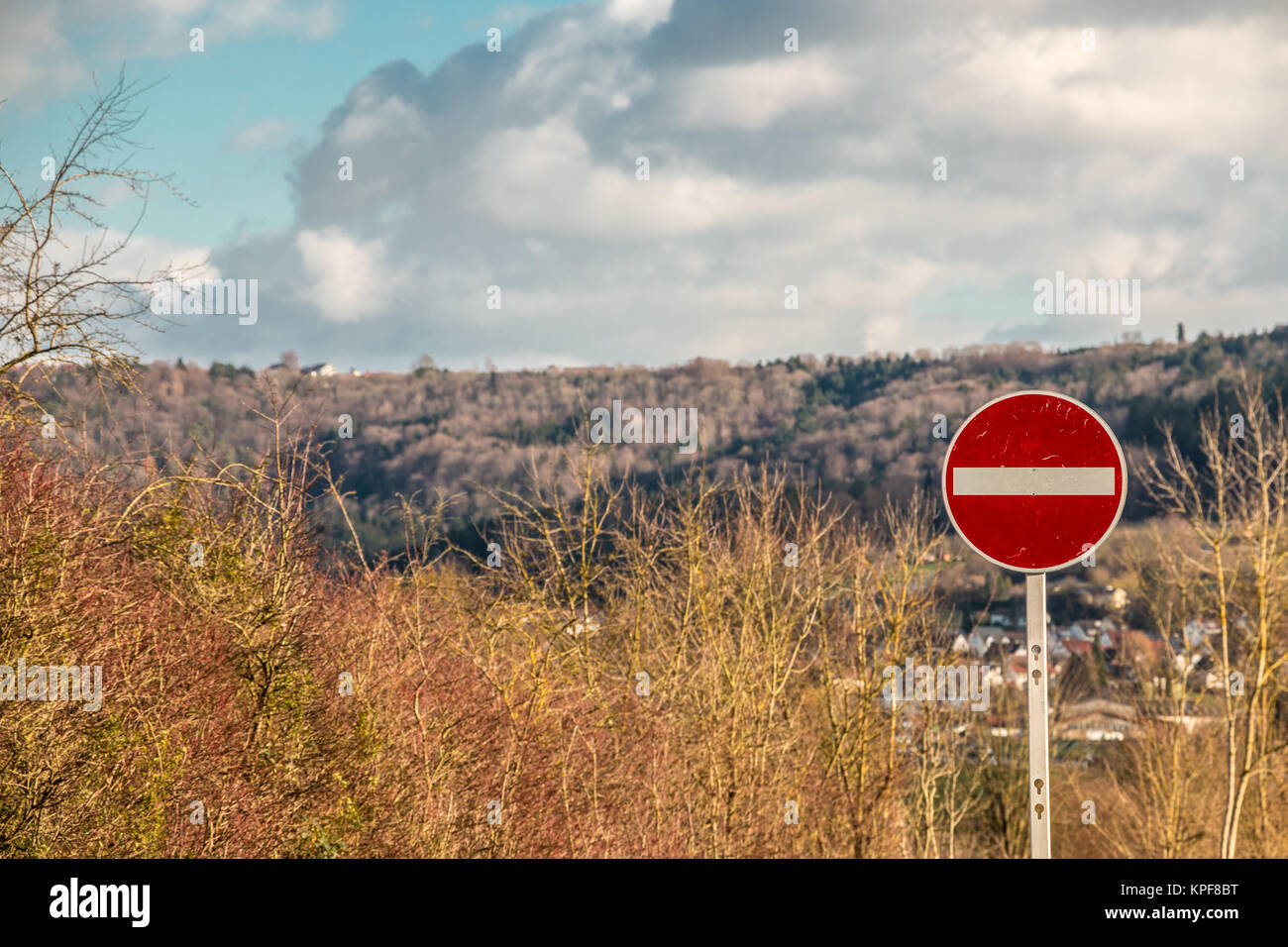 Traffic sign which means that you are not allowed to drive through ...