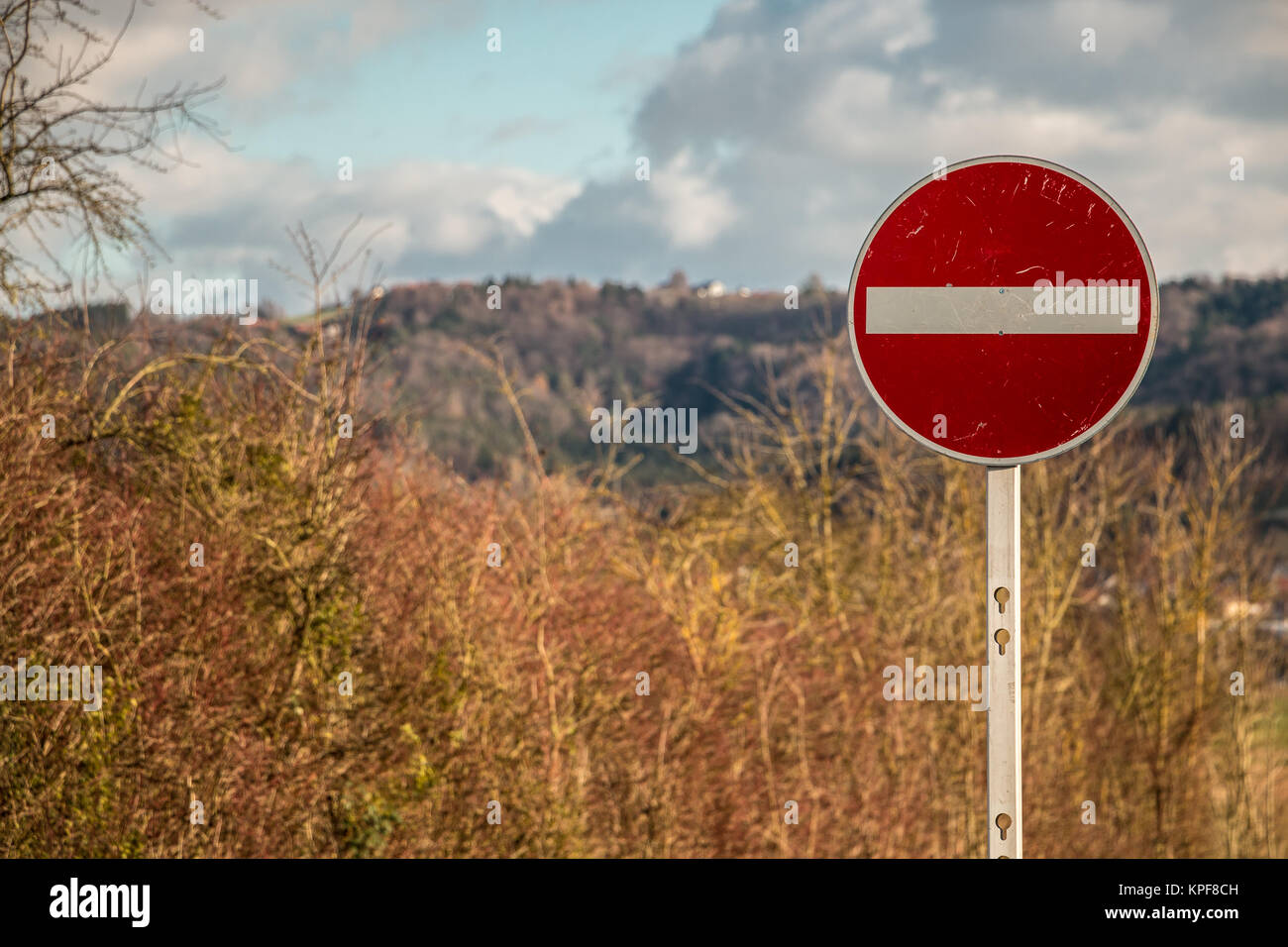 Traffic sign which means that you are not allowed to drive through ...