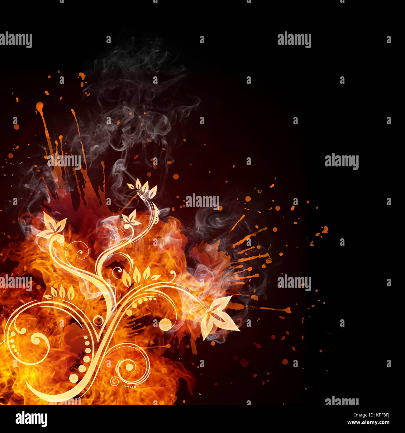 Fire Swirl Isolated on Black Background. Computer Graphics Stock Photo ...