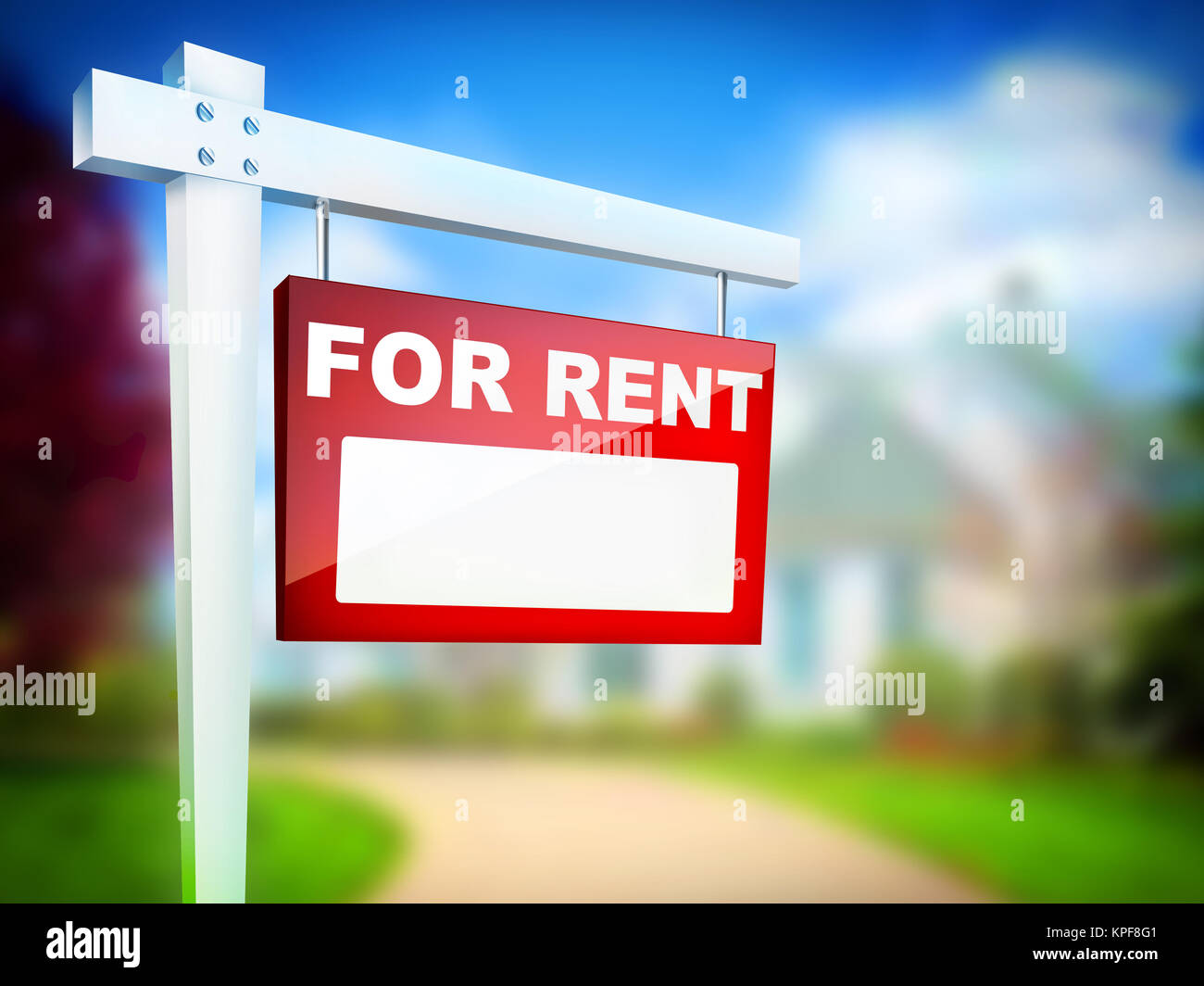 Real Estate Sign - For Rent. 2D artwork, computer design Stock Photo ...
