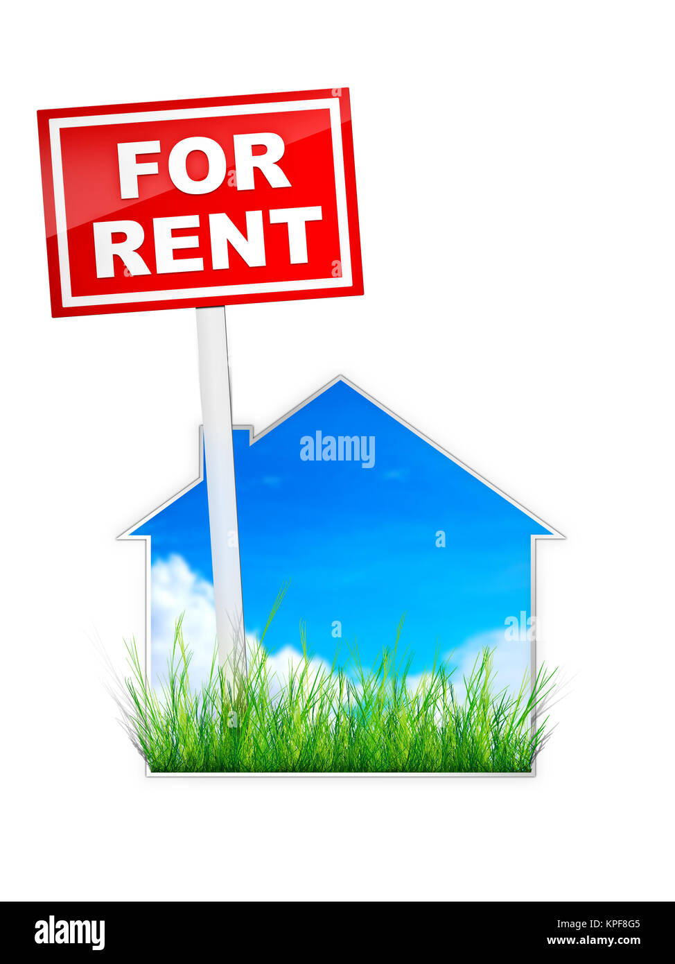 Real Estate Sign - For Rent. 2D artwork, computer design Stock Photo ...