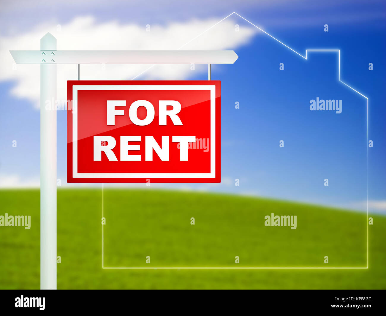 Real Estate Sign - For Rent. 2D artwork, computer design Stock Photo ...
