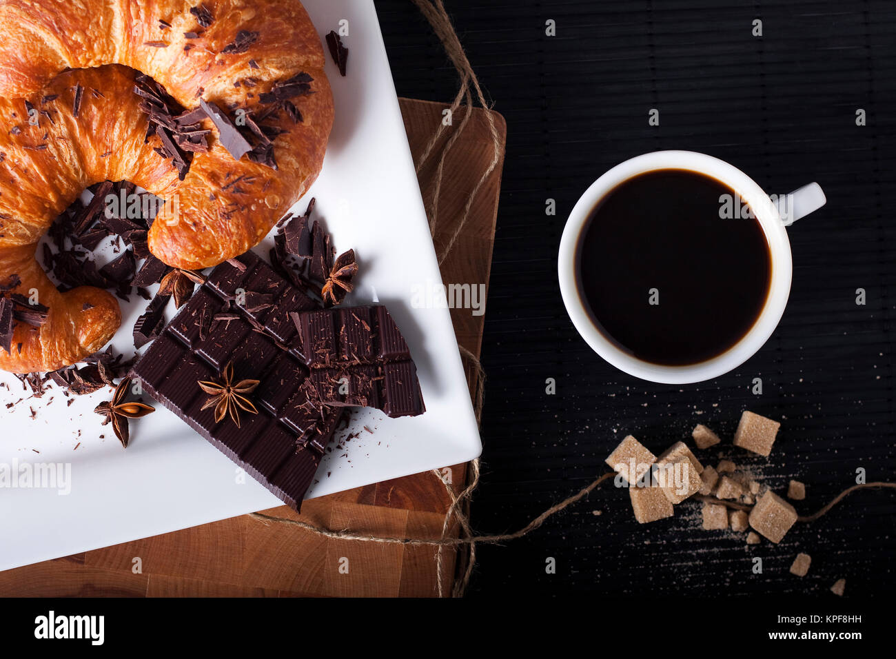 French Breakfast. Coffee with Croissant and Chocolate. Photo Stock ...