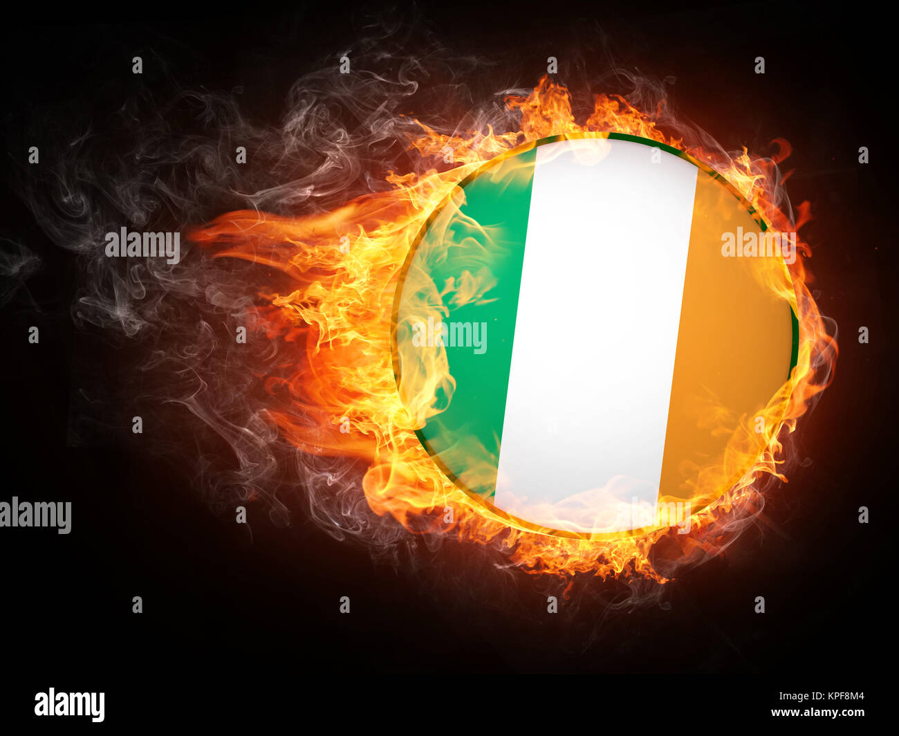 Ireland Flag in Fire. Computer Graphics Stock Photo - Alamy