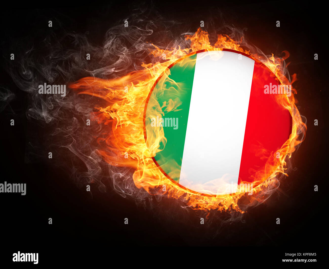 Italy Flag in Fire. Computer Graphics Stock Photo - Alamy