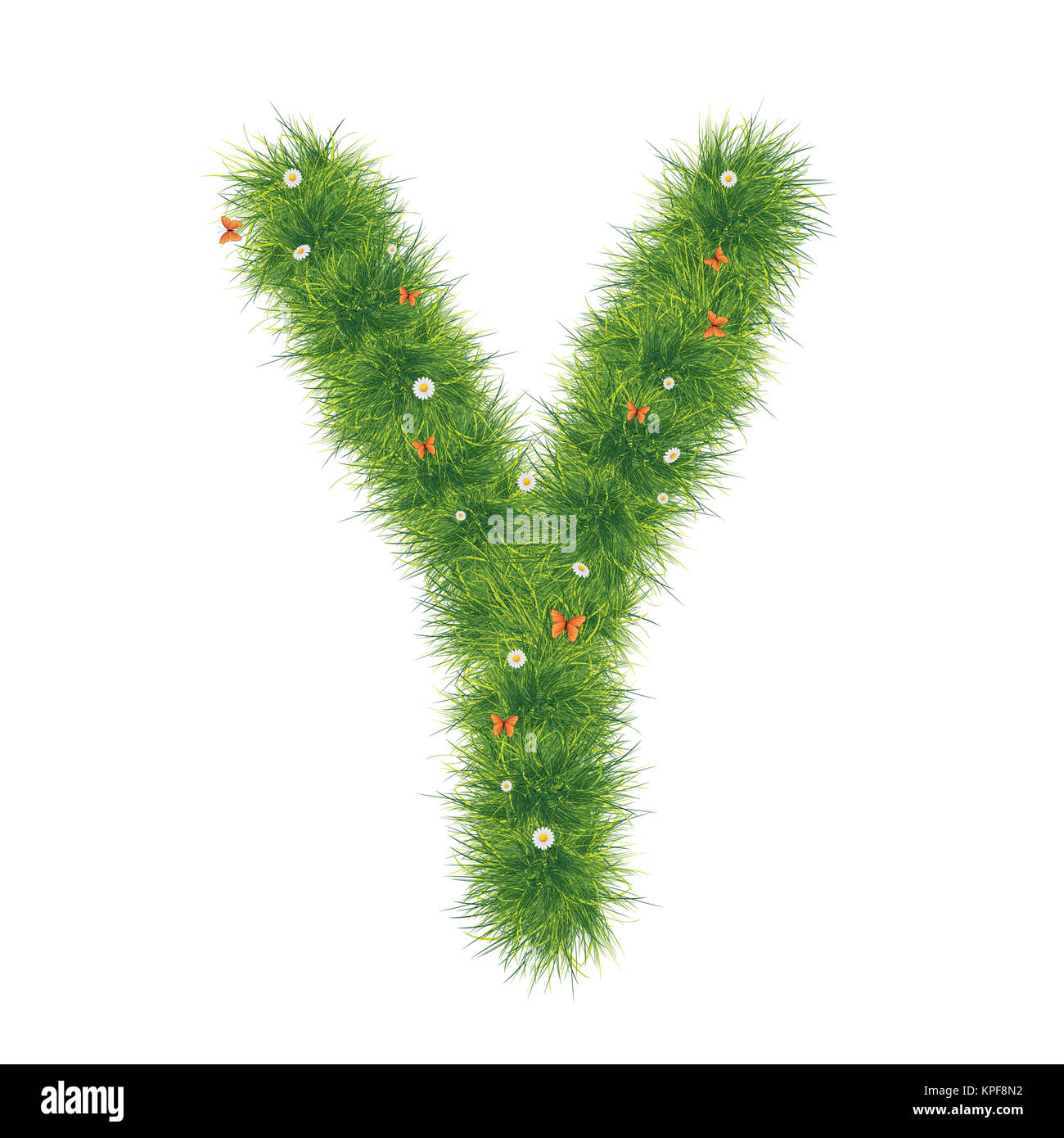 Grass Alphabet A-Z Isolated on White Background. Computer Graphics ...