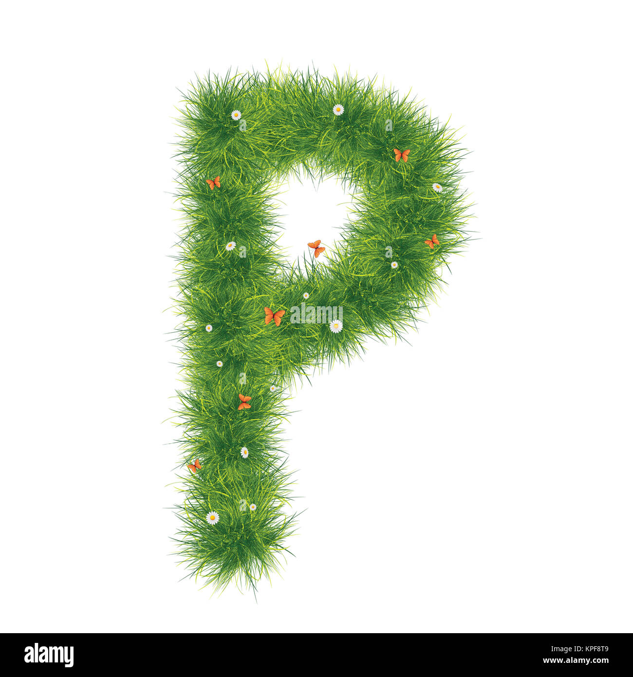 Grass Alphabet A-Z Isolated on White Background. Computer Graphics ...