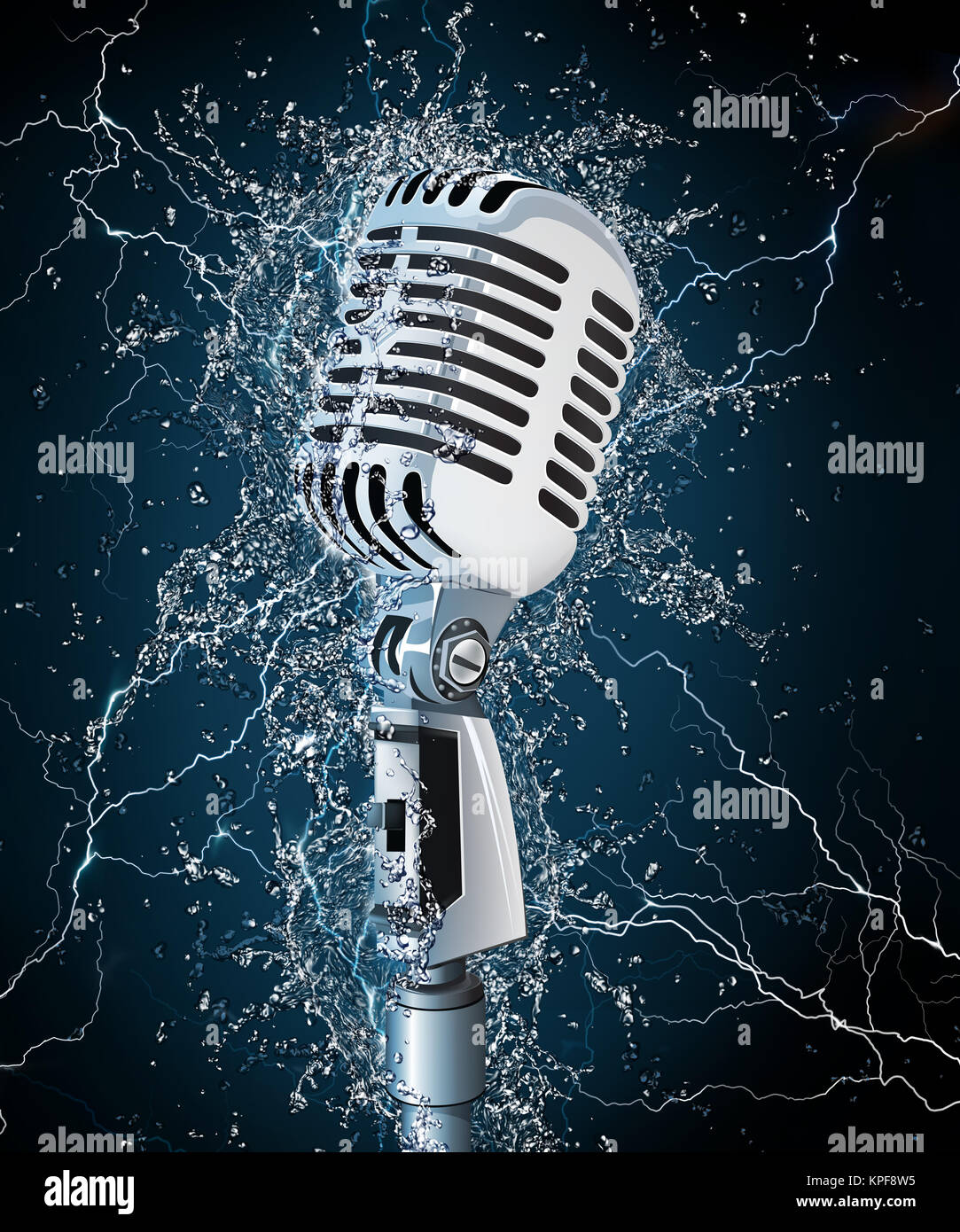 Old Microphone in Water. Computer Design. 2D Graphics Stock Photo - Alamy