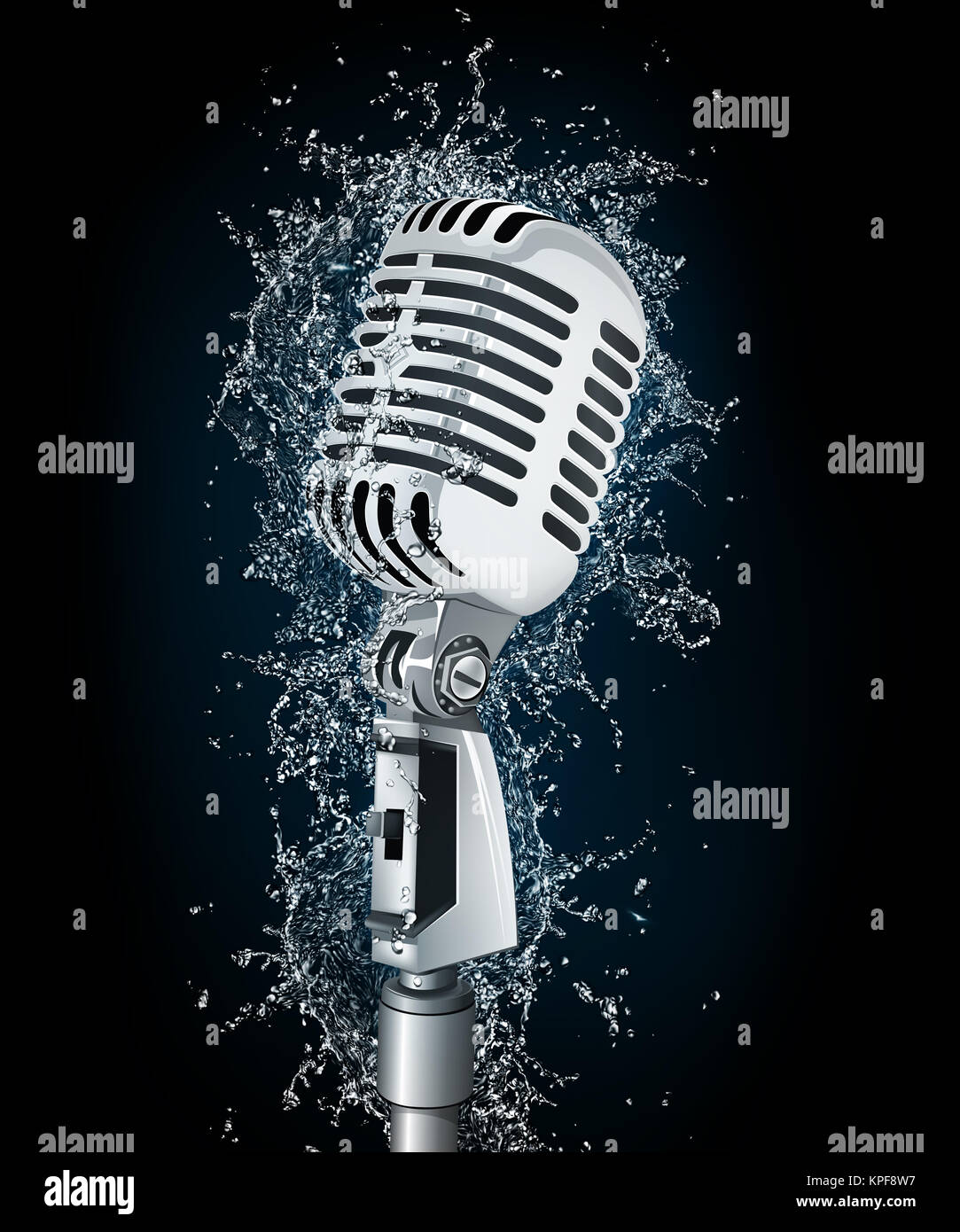 Old Microphone in Water. Computer Design. 2D Graphics Stock Photo - Alamy