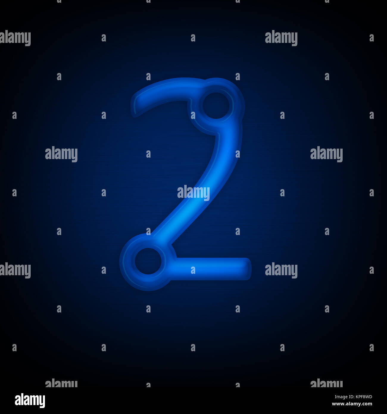 Neon Letter 2 Isolated on Black Background. Computer Design Stock Photo ...