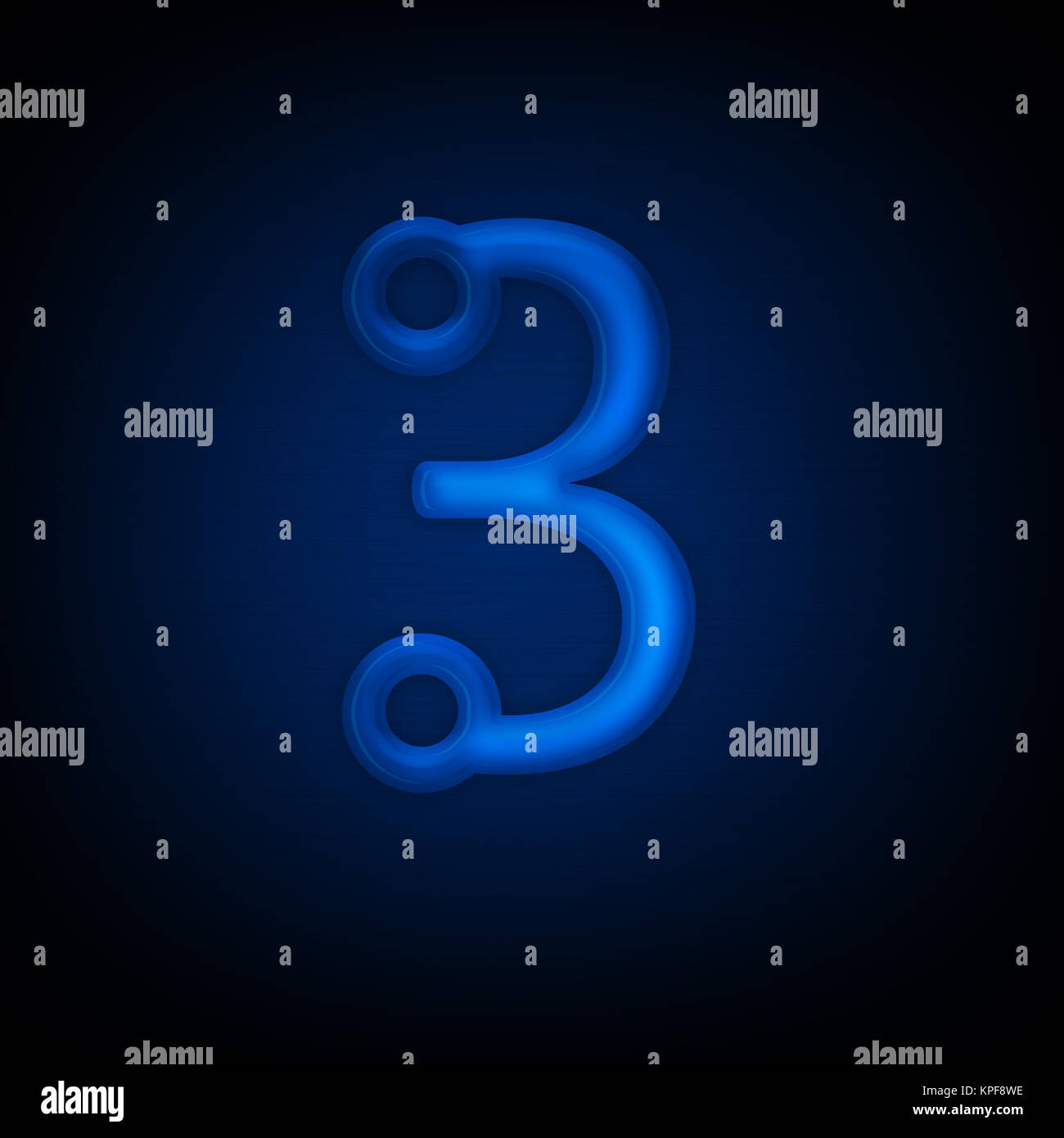 Neon Letter 3 Isolated on Black Background. Computer Design Stock Photo ...