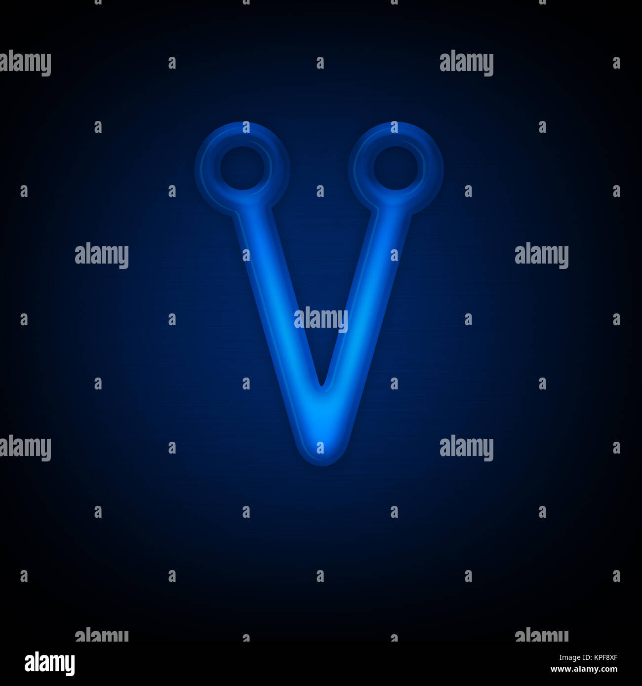 Neon Letter V Isolated on Black Background. Computer Design Stock Photo ...