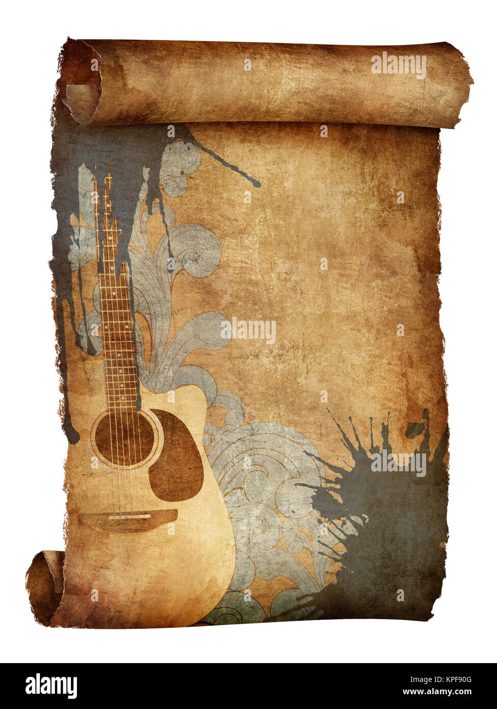 Scroll of Old Paper. Music Texture Background. Computer Graphics Stock ...