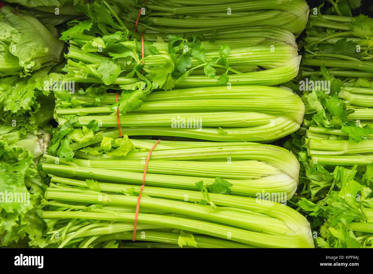 fresh group of celery from market shelves Stock Photo - Alamy