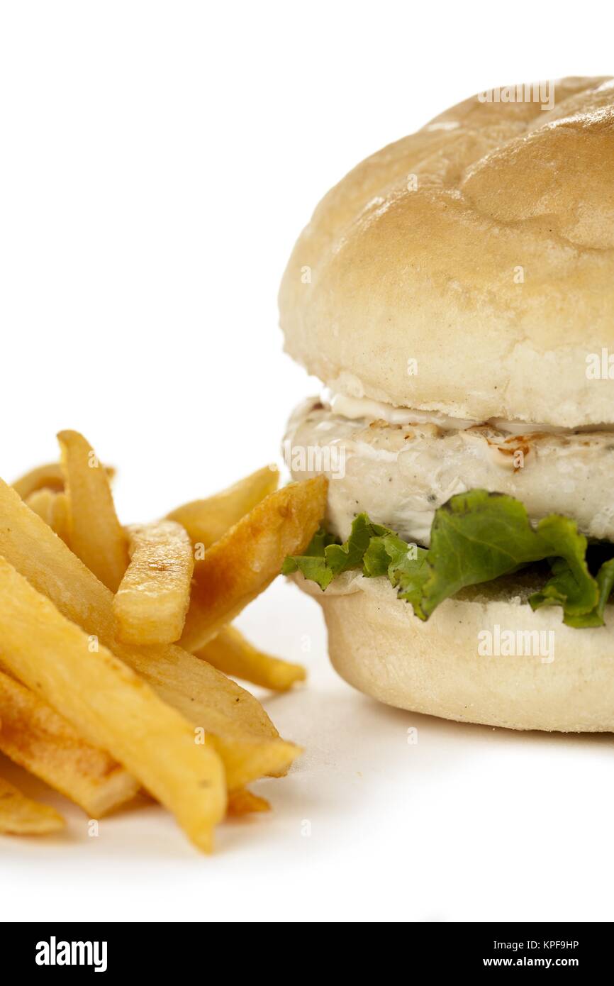 fries and chicken burger Stock Photo - Alamy