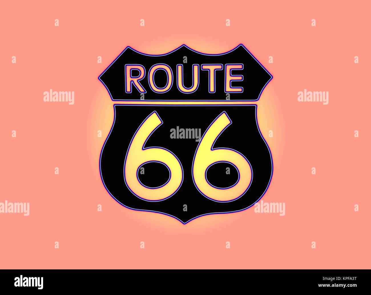 Travel USA sign of Route 66 label. American road icon Stock Photo - Alamy
