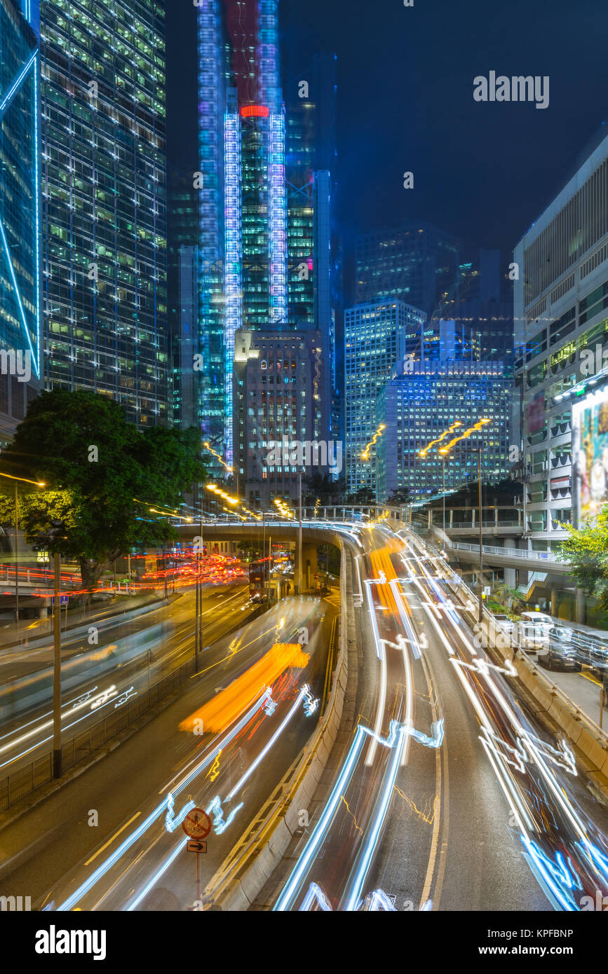traffic light trails at Night in Shenzhen, China Stock Photo - Alamy