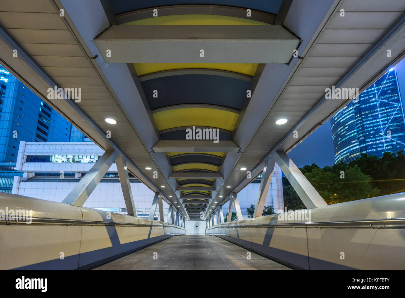 view of footbridge at night in Hong Kong,China Stock Photo - Alamy